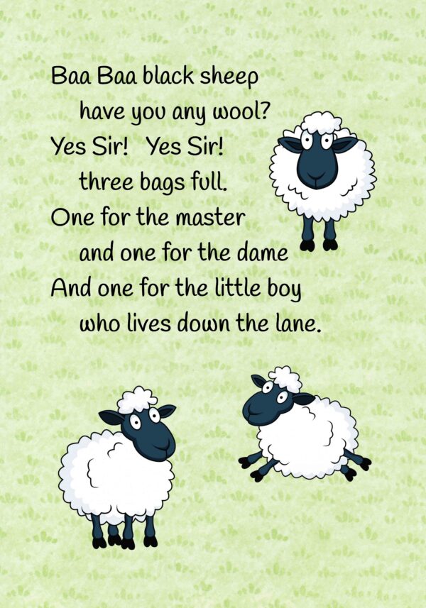 Nursery Rhyme - Baa Baa Black Sheep - ImageGraphics Nursery Rhyme - Baa Baa Black Sheep - ImageGraphics